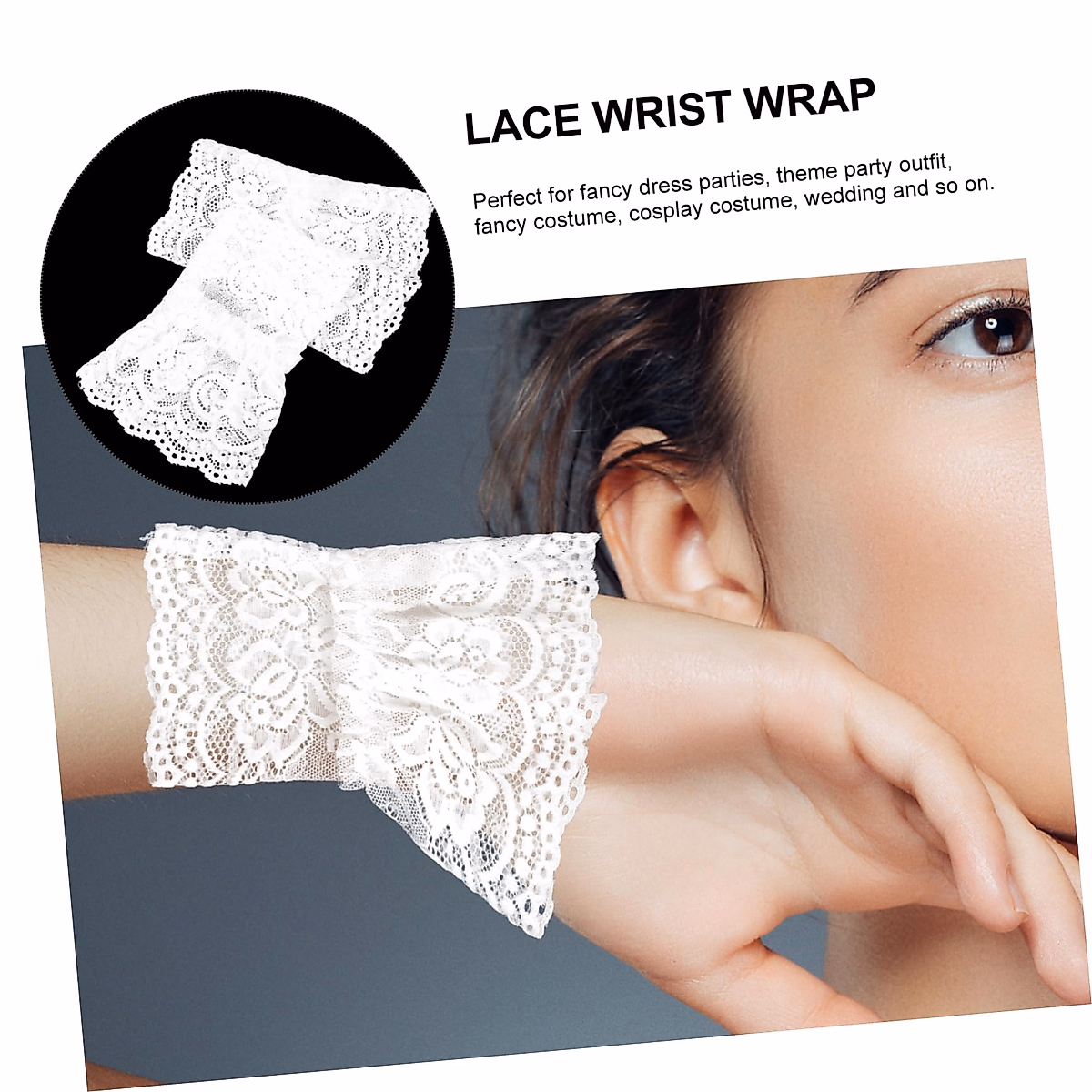 Beaupretty 1 Pair Lace Trim Manicure Gloves Nail Art Decoration Lace Hand Cuff Elastic Wrist Cuffs Fingerless Wrist Cuffs Emptiness Fake Sleeves Bracelet Wrist Cover