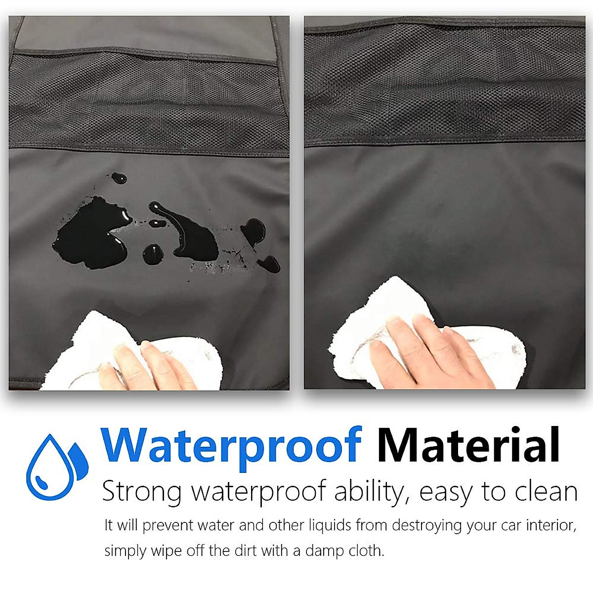 Tnarru Car Seat Protector Black Mayhour 2 Packs Waterproof Dust Resistant Child Baby Pet Leather Seats Cover with Thickest Padding and Non-Slip Backing Mesh Storage Pockets for SUV Sedan Truck (2pcs)