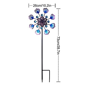 QMCAHCE Peacock Tail Plugin Wind Spinner Windmill 360 Swivel Outdoor Garden Metal Wind Spinner Yard Decor for Patio/Lawn/Garden Windmill Decoration (Blue)