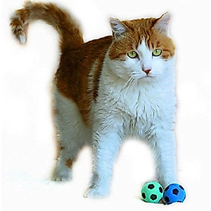 PETFAVORITES Foam Sponge Soccer Ball Cat Toy Interactive Cat Toys Independent Pet Kitten Cat Exrecise Toy Balls for Real Cats Kittens, Soft, Bouncy and Noise Free (12 Pack)