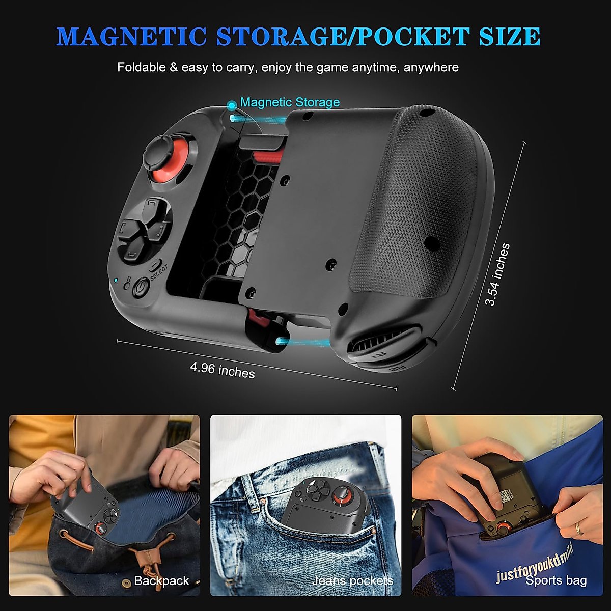 Joso Phone Controller for Android, iPhone, Direct Play, 15 Hours of Playtime, Support with Case, Game Controller Joystick for Galaxy S23 S22 S21 Ultra, iPhone 14 13 12 Pro Max, COD, Genshin Impact