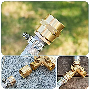ZKZX Solid Brass Garden Hose Connector 3/4 Inch GHT Double Female Garden Hose Fittings Female to Female Hose Adapter (1)