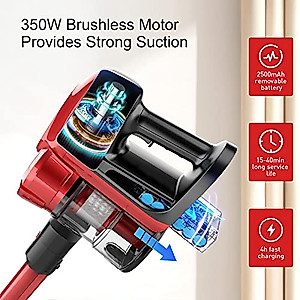 Cordless Stick Vacuum Cleaner Foldable，30KPa/350W Brushless Motor Cordless Vacuum 6 in 1 Multifunction Handheld Vacuum, LED Display, Up to 45 Mins Runtime for Pet Hair/Sofa Gap/Carpet/Hardwood Floor