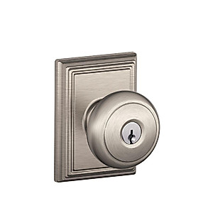 SCHLAGE F51A AND 619 ADD Andover Knob with Addison Trim Keyed Entry Lock, Satin Nickel
