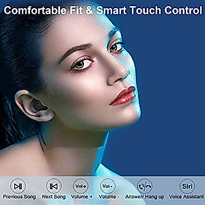 NYANDU True Wireless Earbuds Bluetooth 5.2 Headphones with Charging Case, Touch Control Earphones with 60H Playtime, Mics Noise Reduction, IPX5 Waterproof, USB C, for Sports Home Office - Black