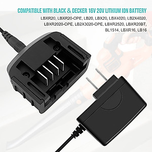 ADVTRONICS 20V MAX LCS1620 Replacement Charger Compatible with Black Decker 16V 20V Lithium Ion Battery LBXR20 LBXR20-OPE LB20 LBX20 LBX4020 LB2X4020 LBXR2020-OPE LBXR16