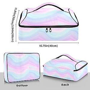 Kcldeci Insulated Thermal Food Carrier Insulated Casserole Carrier for Hot or Cold Food,Marble Texture Insulated Tote Bag for Potluck Cookouts Parties Picnic,Lasagna Lugger