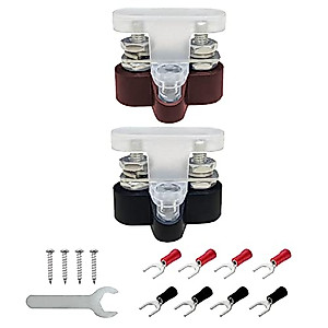 Heart Horse Battery Bus Bar Power Terminal Stud Junction Block 2 Post Power Distribution Block Terminal Block with Cover 150 Amp Rating 12V 48V for Automotive Boat Truck RV (1/4'')