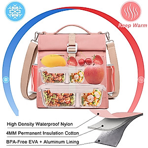 Roll Top Lunch Bag for Men & Women, Artelaris Small Portable Lunch Box Insulated Lunch Bag, School & Work Tote Lunch Bag, Boys & Girls Lunch Box Cooler with Side Pocket Lunchbag, Lunchbox, Park Picnic