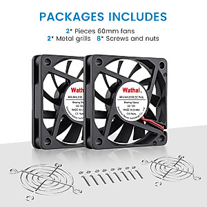 Wathai 60mm x 10mm 12V 2Pin DC Brushless Exhaust Cooling Fan 12 Volt for Small Replacement Cooler 2 Pack