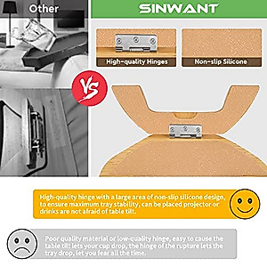 SINWANT Sofa Arm Clip on Tray Table,Bamboo Sofa Armrest Tray with 360° Rotating Phone Holder,Couch Arm Table Tray for Arm, Sofa Tables for Drinks Eating Snacks Table