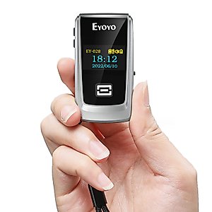 Eyoyo QR Code Scanner with LCD Display, Mini Portable Bluetooth Barcode Scanner, Wireless 1D 2D Book Bar Code Scanner for Library Classroom Inventory Compatible with iPhone iPad Android iOS POS Laptop