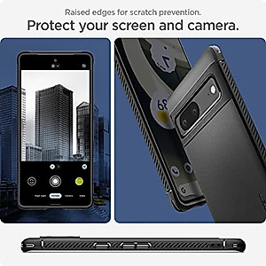 Spigen Rugged Armor Pixel 7 Case (2022) - Matte Black, Carbon Fiber, Shock-Absorbent