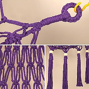 Razella Purple Stuffed Animal Net or Hammock with LED Light Net for Stuffed Animals Corner Plush Animal Storage Hammock for Wall Bedroom Living Boho Kids Room Decor