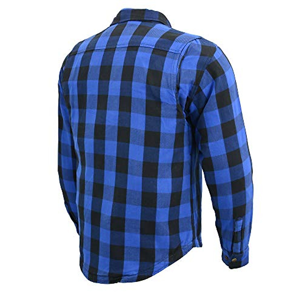 Milwaukee Leather MPM1634 Men's Plaid Flannel Biker Shirt with CE Approved Armor - Reinforced w/Aramid Fiber - 4X Blue
