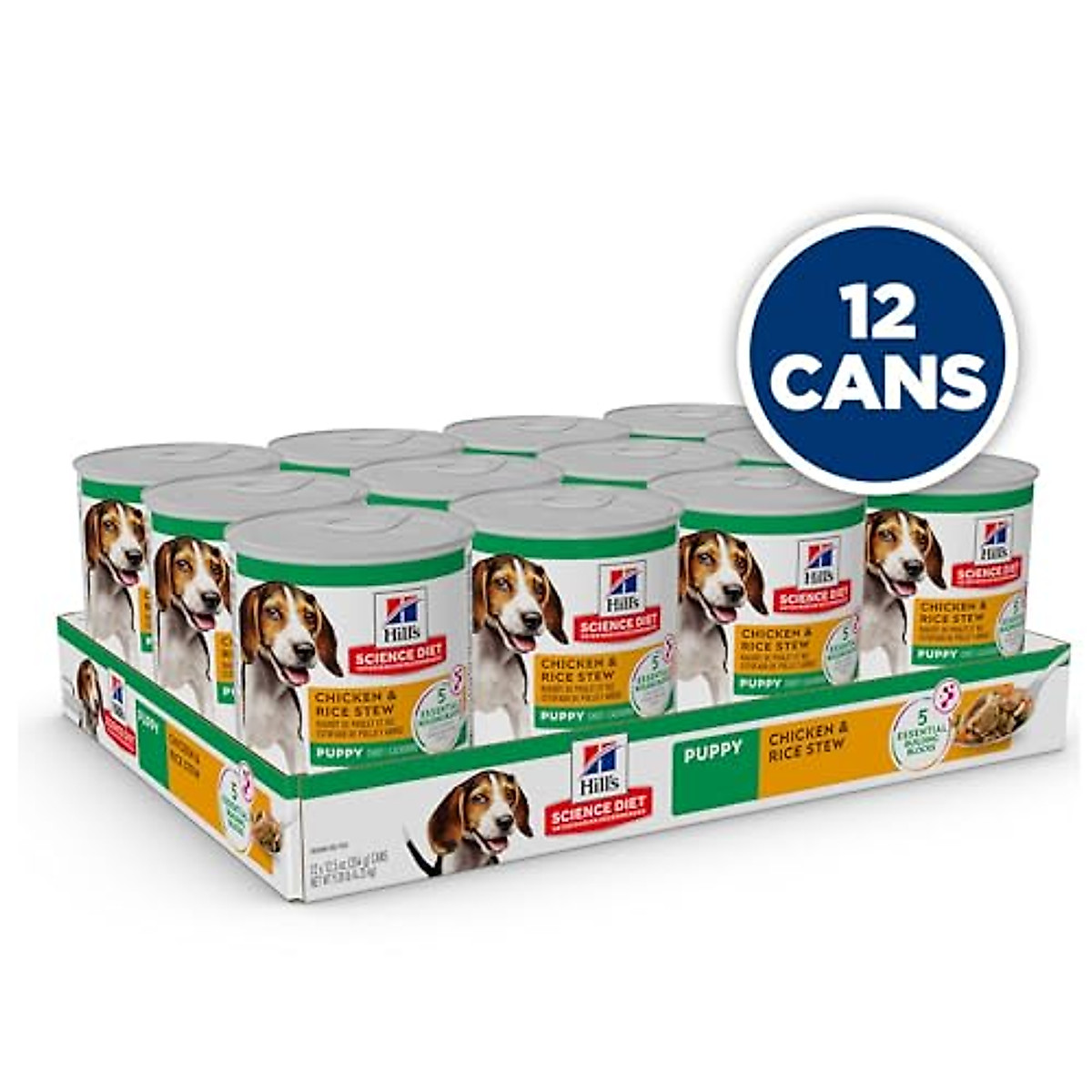 Hill's Science Diet Puppy, Puppy Premium Nutrition, Wet Dog Food, Chicken & Rice Stew, 12.5 oz Can, Case of 12