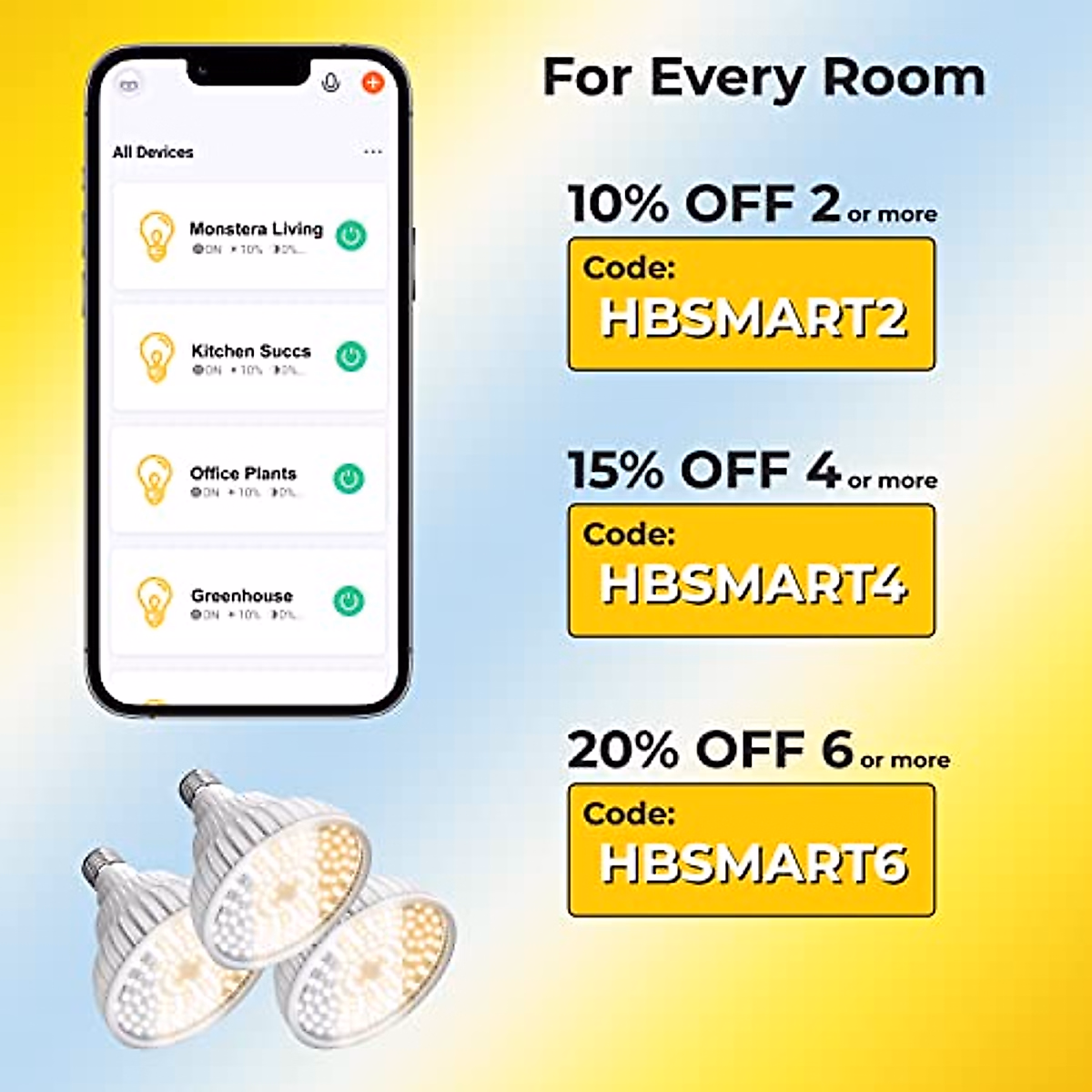 HAUS BRIGHT Smart LED Grow Light Bulb - Dimmable Warm, Cool & Daylight | Schedule & Timer | Full Spectrum Grow Lights Indoor Plants | Grow Lamp | E26/27 | 20W with 288 PPFD