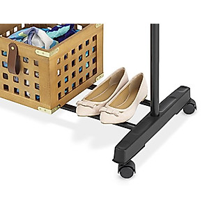 Whitmor Adjustable Garment Rack Rolling Clothes Organizer, Black and Chrome