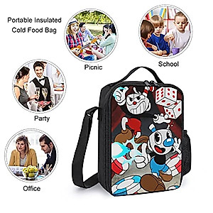 Zqiyhre Cupx-Head Backpack 3 PCS Set, DIY Anime School Laptop Backpack Pencil Case Lunch Bag for Teenagers
