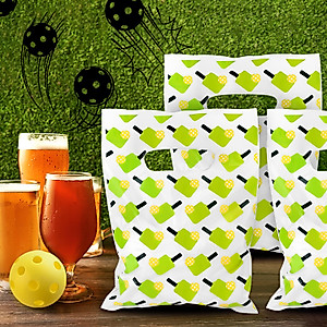 50pcs Pickleball Gift Bags, Plastic Pickleball Party Bags Pickleball Snack Bags Pickleball Candy Bags Pickleball Party Favor Bags for PickleBall Theme Party Sports Events Supplies (Light Green)