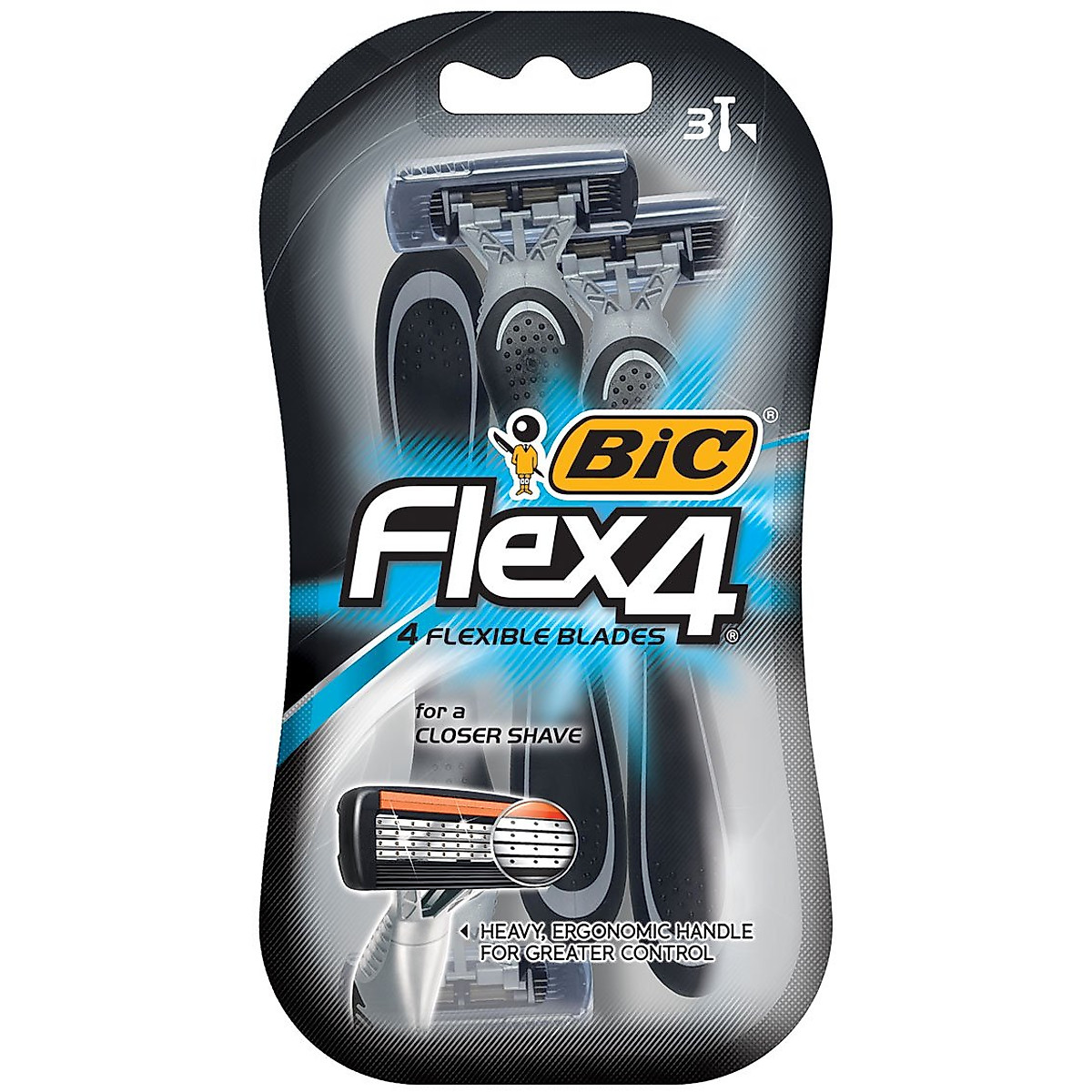 BIC Flex 4 Sensitive Men's 4-Blade Disposable Razor,3 Count