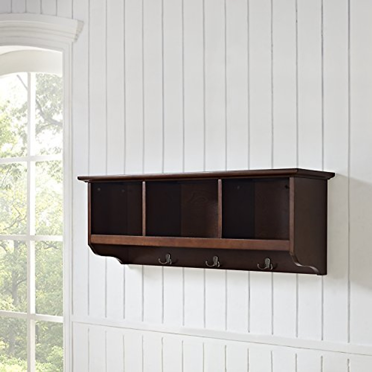 Crosley Furniture Brennan Entryway Hanging Storage Shelf, Vintage Mahogany