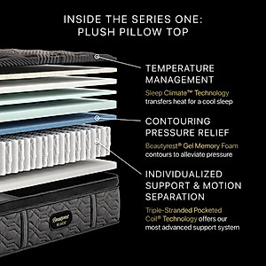 Beautyrest Black Series One 14.5" Plush Pillow Top Twin XL Mattress - Breathable, Cooling, and Supportive - CertiPUR-US Certified, 100-Night Sleep Trial, and 10-Year Limited Warranty
