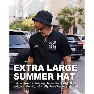 Zylioo XX-Large Reversible Bucket Hat,Oversize Summer Travel Bucket Hats,Wearable Sun Hat for Big Heads 25"-26"