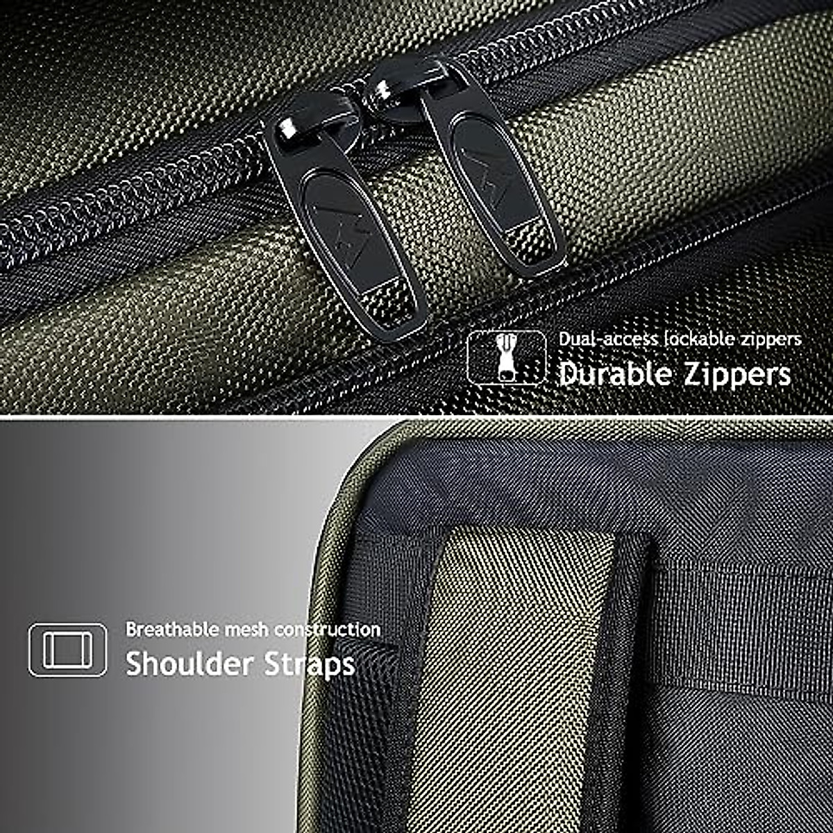 Travel Carry on Backpack, Flight Approved Laptop Backpack with USB Charging Port, Durable Computer Bag for Men Women Fits 15.6 In Laptop, Anti-Theft Waterproof Work Daypack for Business College, Green