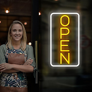 Neon Open Sign, Open Sign Led, 9" x 16" Dimmable Open Sign, Ultra Bright Open Signs for Business, USB Powered Led Light Sign for Party Bar Stores Wall Decor