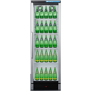 Summit Appliance SCR1301 24" Wide Commercial Glass Door Beverage Center with Lock, Digital Thermostat, Automatic Defrost, Heavy Duty Adjustable Shelves, LED Lighting Inside Door