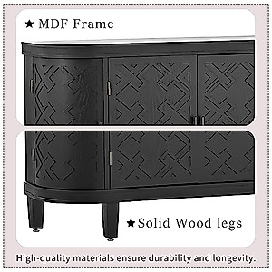 SZUBEE Antique Pattern Accent Storage Cabinet with Wooden Sideboard-Ideal for Hallway, Entryway, Living Room, Bedroom, Black