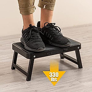 Folding Step Stool, Folding Metal 1- Step Stool 330 lbs, Sturdy Portable Lightweight Step Ladder with No-Slip Feets & Handle by CHEAGO, Black