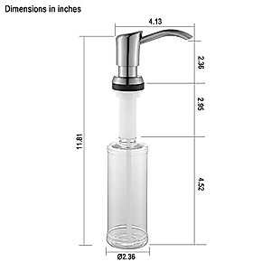 GORDEE Soap Dispenser for Kitchen Sink, Engineering Grade ABS Pump Head, Refill from The Top, Built in Sink Countertop with 11.8 OZ(350ML) PET Liquid Soap Bottle, F035 Brushed Nickel