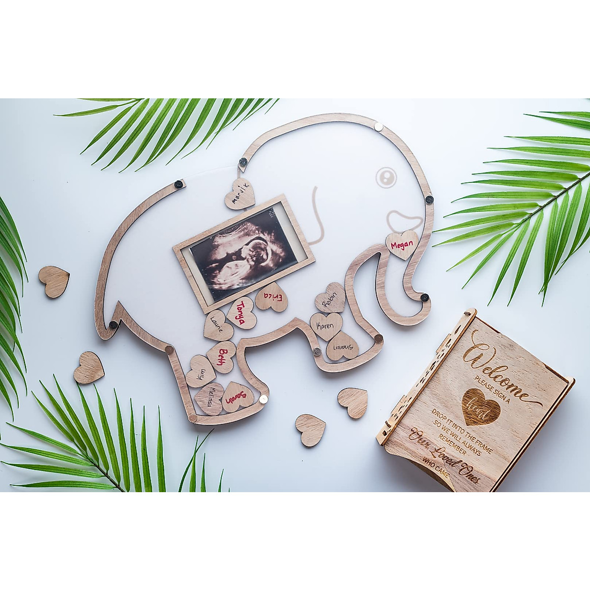 Bossy Baby,Elephant Baby Shower Guest Book Alternatives,Elephant Baby Shower Decorations,Baby Sonogram Frame Keepsake- Elephant Nursery Decor Photo Frame,Safari Nursery Decor,(Elephant Theme)