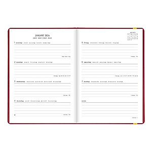 Letts of London Raw Weekly/Monthly Planner, 12 Months, January to December, 2024, Sewn Binding, A5 Size, 8.25" x 5.875", Multilingual, Berry (C082310-24)