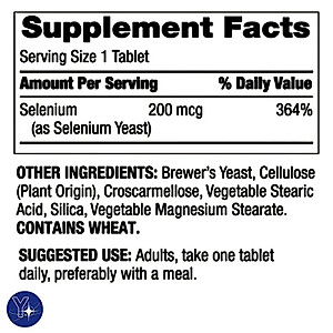 Selenium Immune Health Dietary Supplement Tablets Spring Valley, 200 mcg, 100 Count and Bookmark Gift of YOLOMOLO