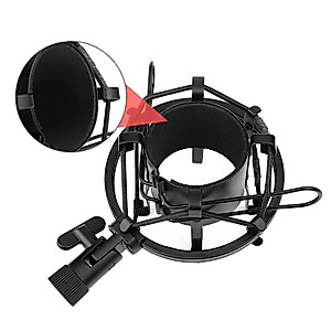 Microphone Shock Mount, ChromLives Shock Mount Mic Holder, Mic Clip Holder AT2020 Anti Vibration Shock Mount for Microphone 48mm - 54mm Diameter Studio Condenser