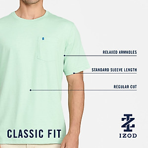 IZOD Men's Saltwater Soft Wash Pocket Crew T-Shirt, Bright White, X-Large