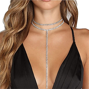 Sexy Multi-layered Long Choker Necklaces Double-Layer Crystal Full Rhinestone Choker Necklace Statement Necklace Luxury Collares Jewelry for Women Body Jewelry Nightclub Party