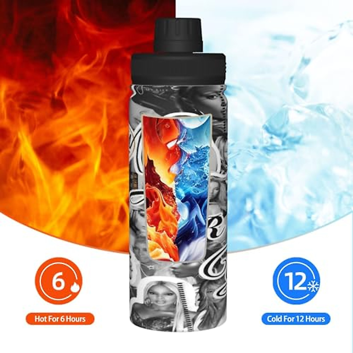 HIKTIEK Mary J Musics Blige Stainless Steel Insulated Tumbler Sports Water Bottle Hot and Cold Travel Cup 18oz