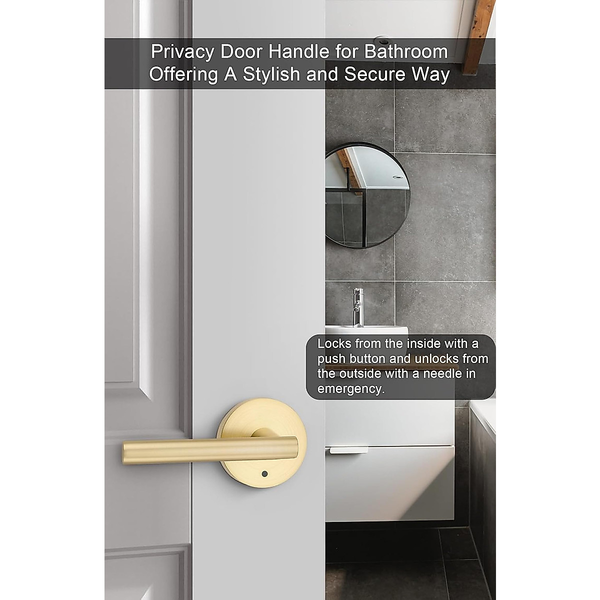 goldenwarm Gold Interior Door Handles, Gold Privacy Lever Door Handle, Heavy Duty Interior Bedroom Door Lever Pack, Gold Door Handles Interior for Bathroom (3 Pack)