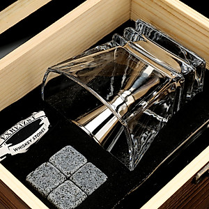 EXREIZST Whiskey Stones Gift Set - Whiskey Gifts for Men, Granite Chilling Whiskey Rocks, Scotch Bourbon Whiskey Glass Gift Box Set, Best Drinking Gifts for Dad Husband Birthday Party Holiday Present