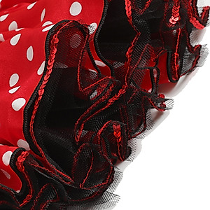 Edlike Girls Polka Dot Ballet Tutu Dress Halloween Dress Up Party Princess Dress Dance Costume (Red, 5-6 Years)