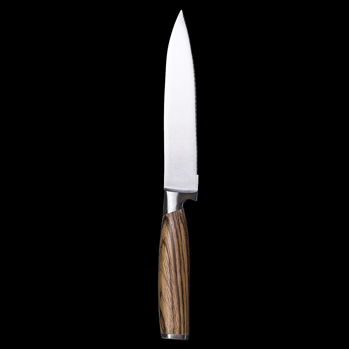 Schmidt Brothers - Zebra Wood 6" Serrated Utility Knife, High-Carbon German Stainless Steel Mulitpurpose Kitchen Cutlery