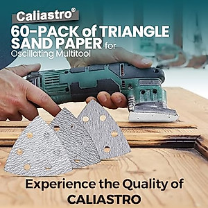 3 3/4" Triangle Sandpaper for Oscillating Multi-tool - Fits 3.5 Inch Corner Sanding Pads Including DeWalt, Milwaukee, Craftsman, Bosch, and Diablo; Delta Sandpaper with 80, 120 and 240 grits - 60-Pack