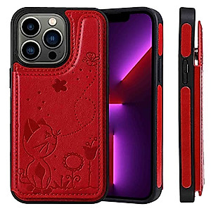 Fansipro Bumper Case Cover for Samsung Galaxy S9 Plus, Premium PU Leather Slim Fit Cover for Galaxy S9 Plus, 1 Card Slot, 1 Photo Frame Slot, Spring, Red