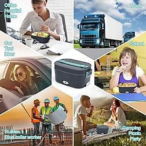 Samshow Electric Lunch Box,75W Heated Lunch Box Food Heater For Adult/Work/Car/Truck/Home, 12V 24V 110V lonchera electrica para el almuerzo, Designed With Sealing Cap To Leaking & Large Utensil