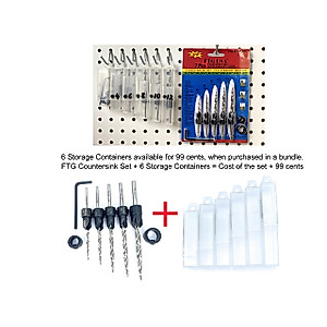 FTG USA Adjustable Wood Countersink Drill Bit Set 5 Sizes Countersink Drill bit #4#6#8#10#12 Tapered Drill Bits with Straight Shank