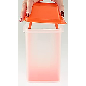 HOME-X Pickle Storage Container, Straining Pickle Jar, Filter Insert, Sieve Food Saver Container, 7 ½” L x 4 ¼” W x 4 ¼” H, Orange